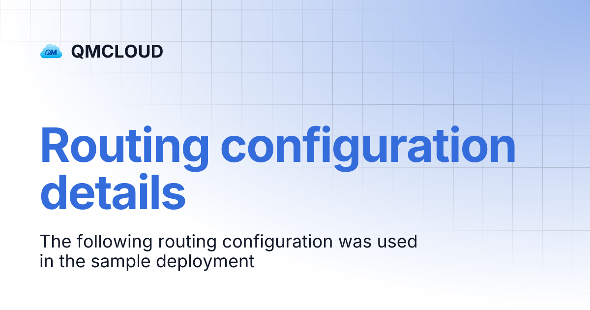Routing Configuration Details Qmcloud